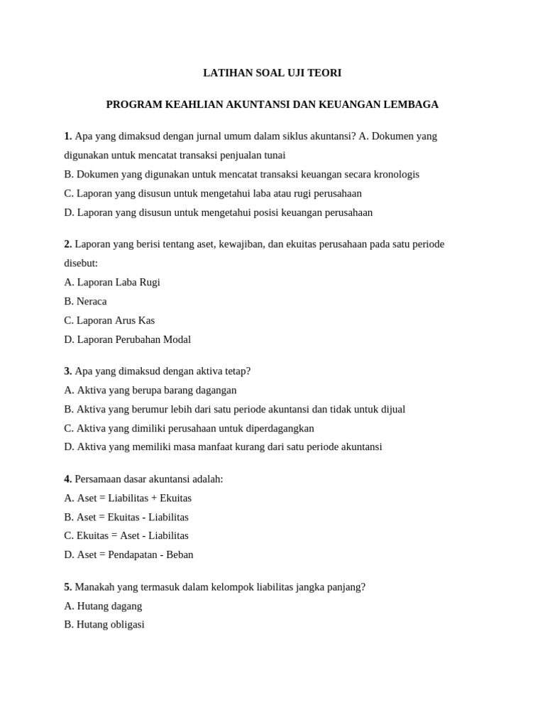 Latihan Soal Uji Teori | PDF