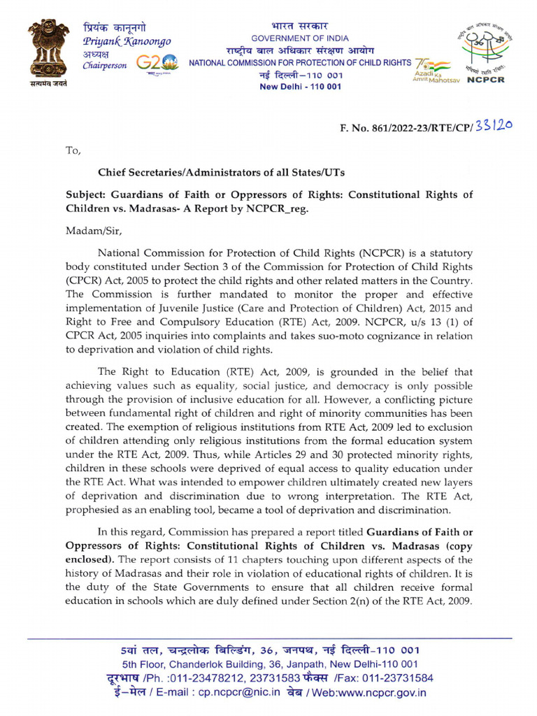 Letter to All Chief Secretaries | PDF