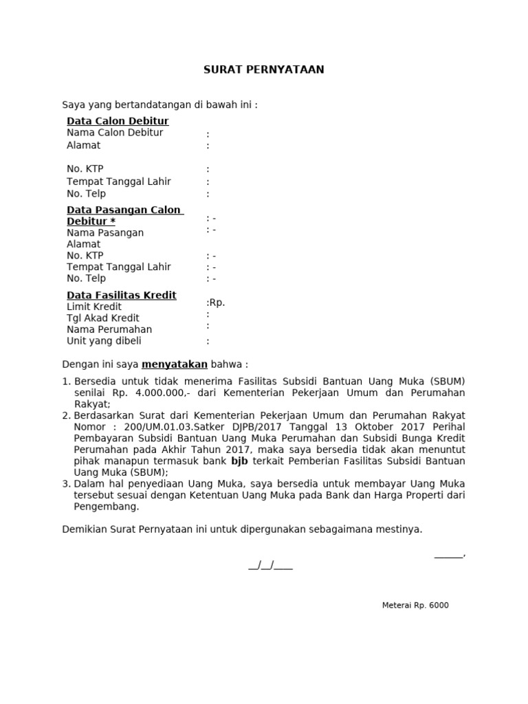Master Surat Pernyataan Tidak Menerima Sbum | PDF