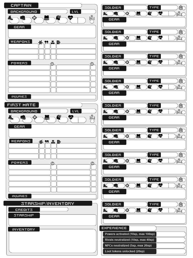 Stargrave Crew Sheet - One Pager | PDF