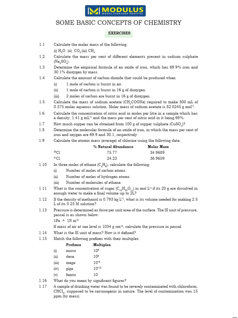 Junior Chemistry Work | PDF