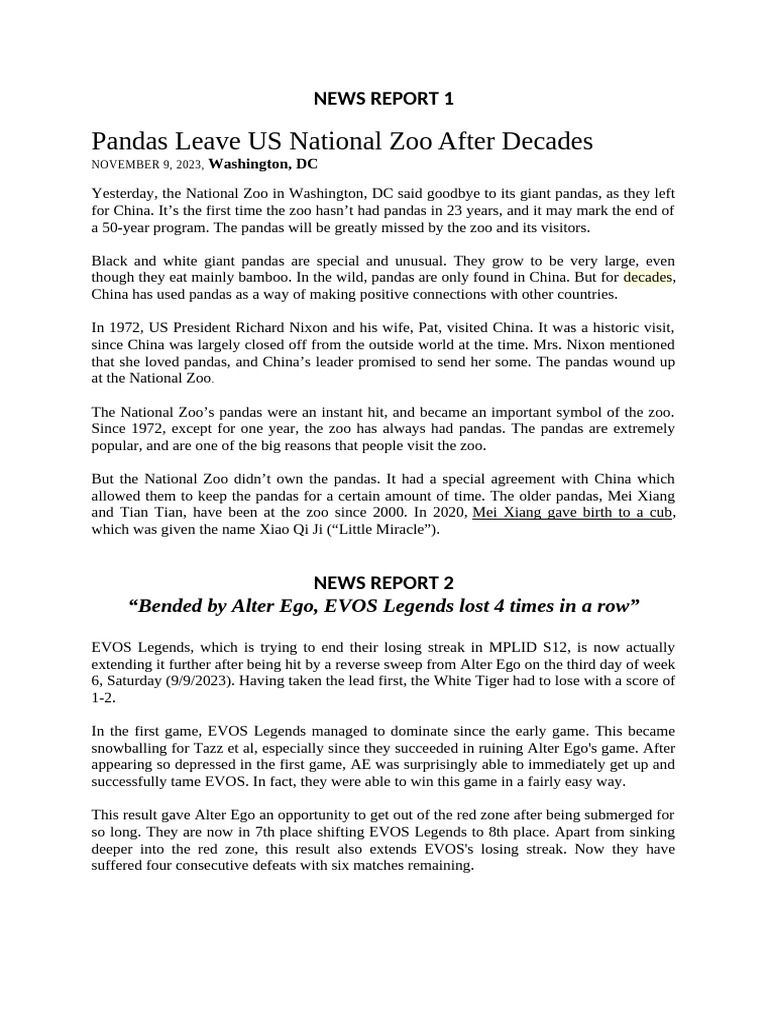 NEWS REPORT Text 4th Grade | PDF