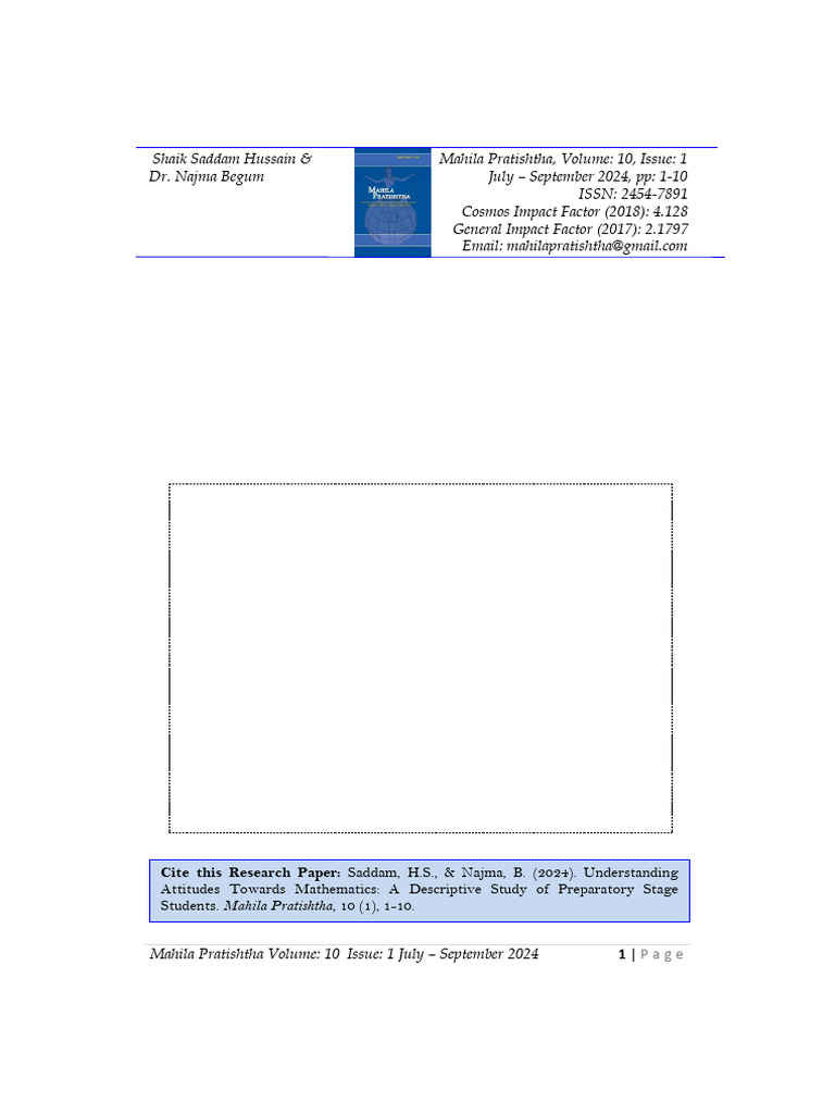 Student Attitudes Towards Mathematics | PDF | Attitude (Psychology ...