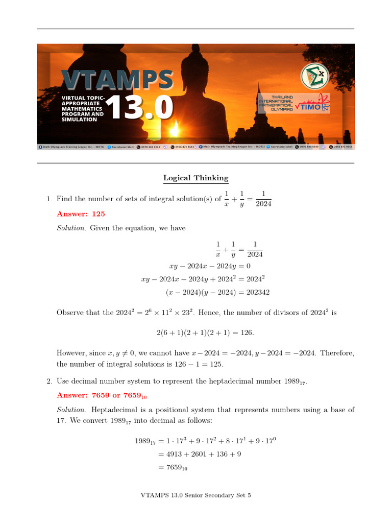 VTAMPS 13.0 SS Set 5 (Solution Manual) | PDF
