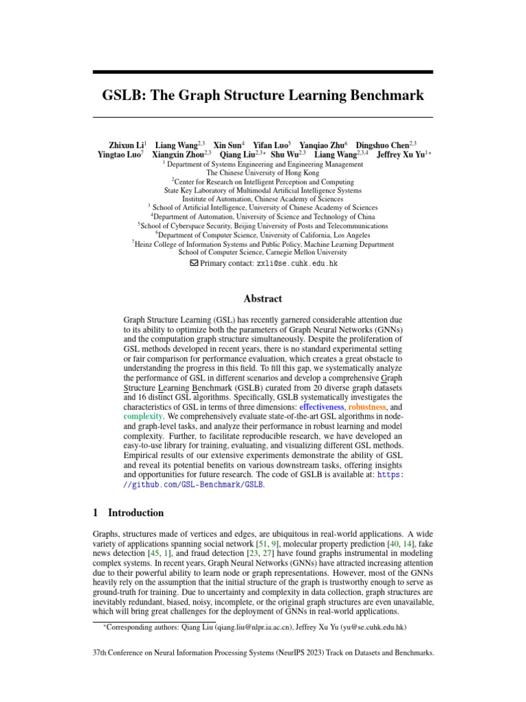 (2023 Neurips) GSLB - The Graph Structure Learning Benchmark | PDF