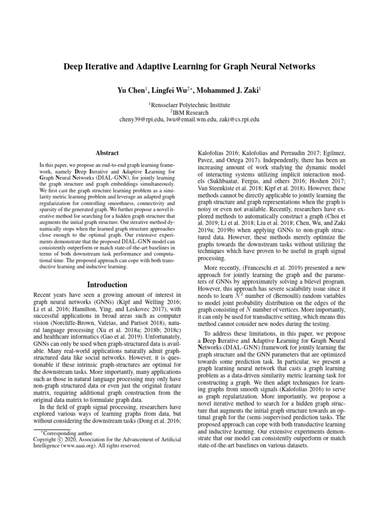 2020 Neurips Deep Iterative And Adaptive Learning For Graph Neural Networks Pdf 