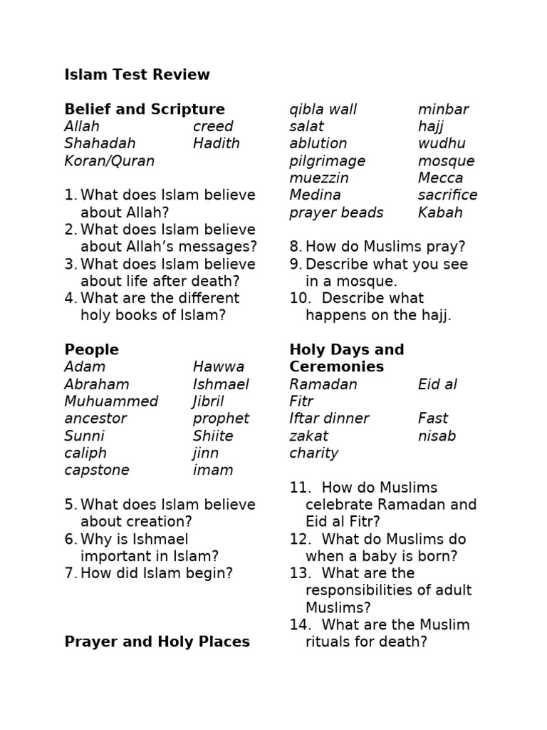 Islam Test Review | PDF