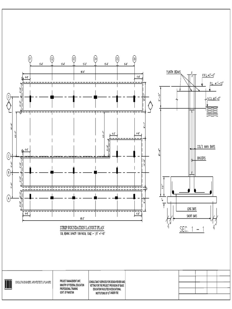 Strip Foundation Layout Plan: Umar Munshi Associates | PDF