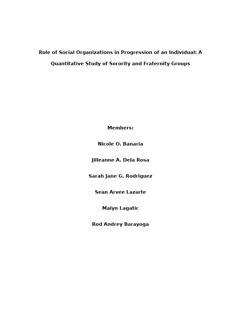 Roles of Social Organizations in Progression of An Individual | PDF