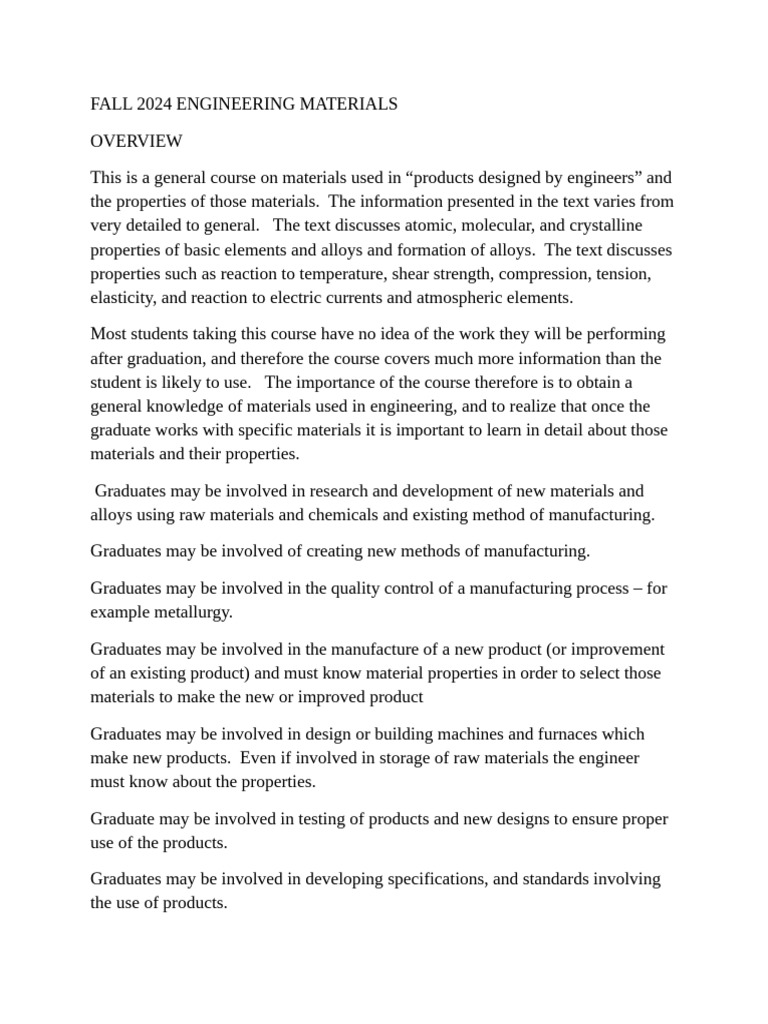 Engineering Materials Overview | PDF