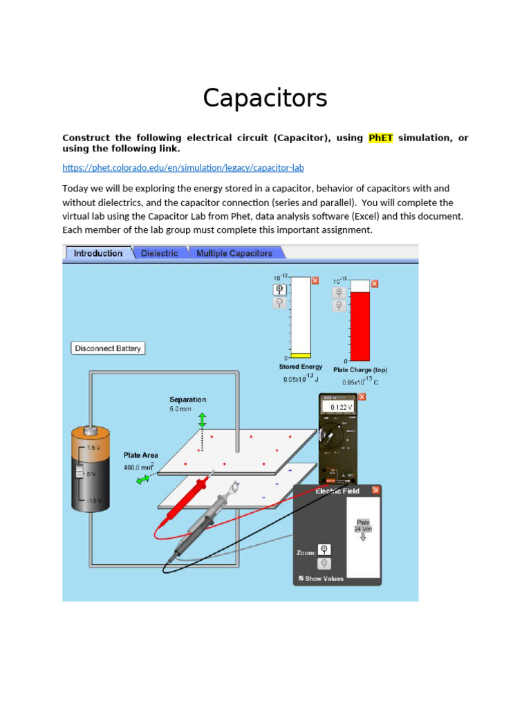 Capacitors Phet | PDF