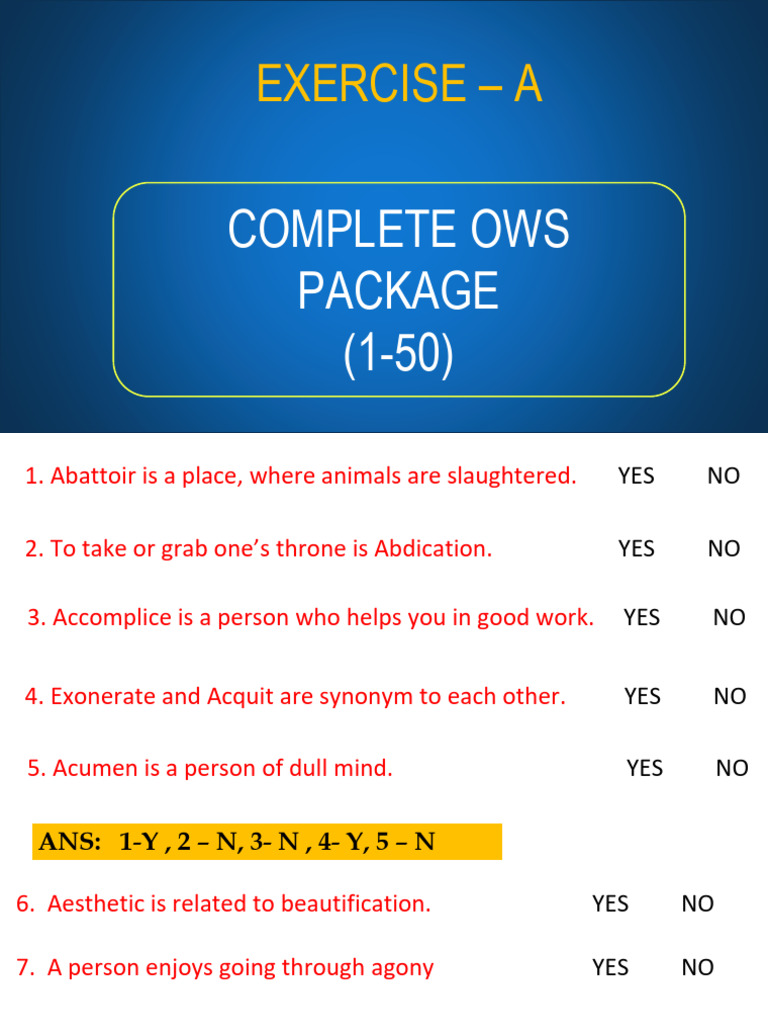 021) Ows Package Exercise PDF (Ows Package PDF | PDF