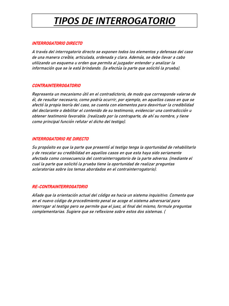 Tipos de Interrogatorio | PDF