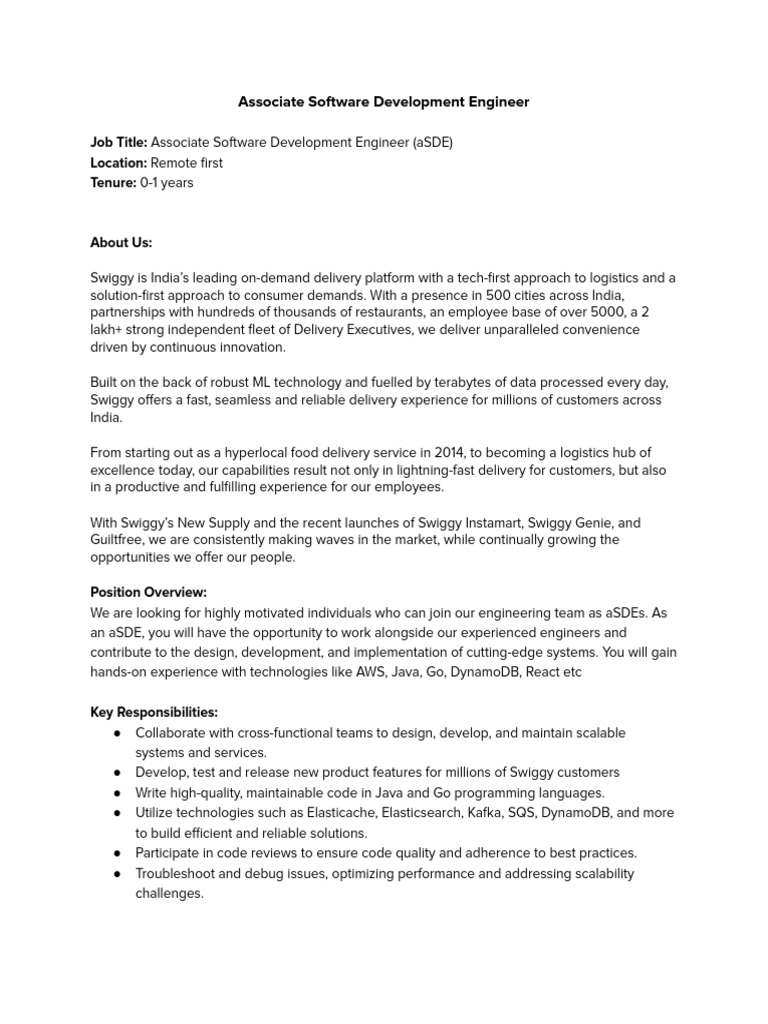 Associate Software Development Engineer | PDF