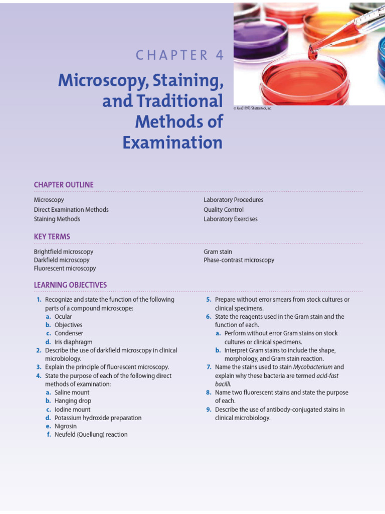 CHAPTER 4: Microscopy, Staining, and Traditional Methods of Examination | PDF