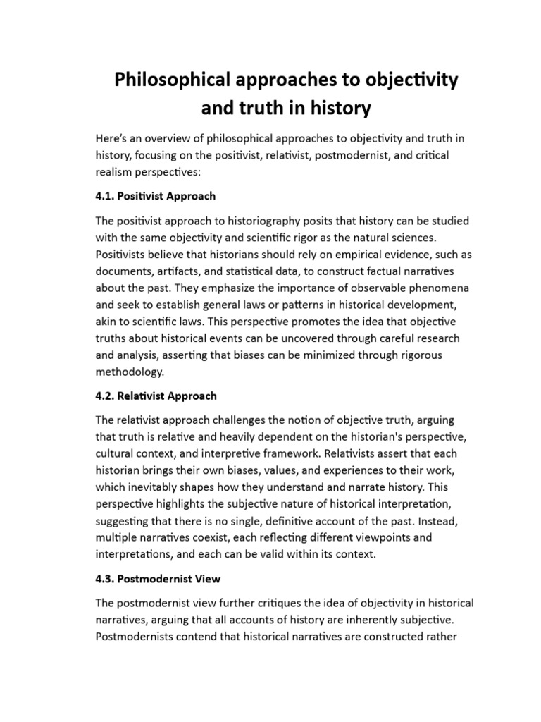 Philosophical Approaches To Objectivity and Truth in History | PDF