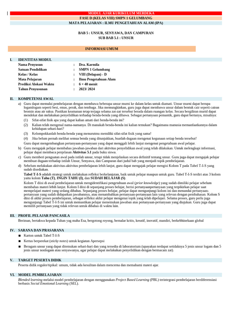 Modul IPA 8 - Bab 5 | PDF
