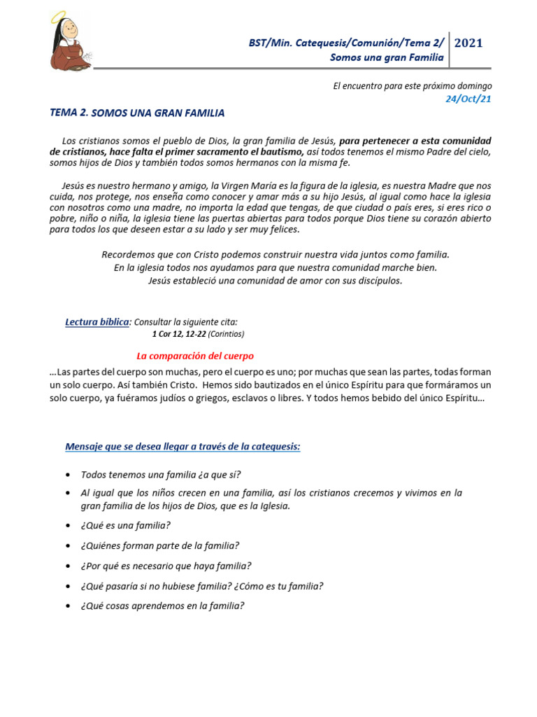 Rep_P.Comunión_Tema_2_Somos una gran familia | PDF