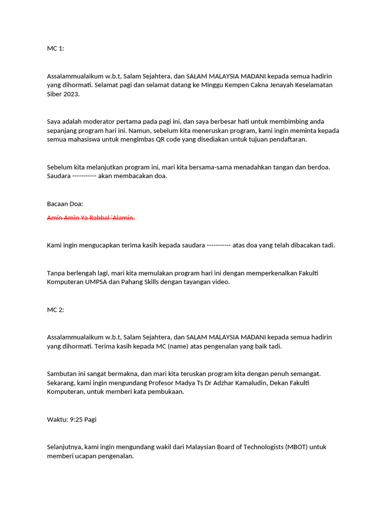 Script Minggu Siber | PDF