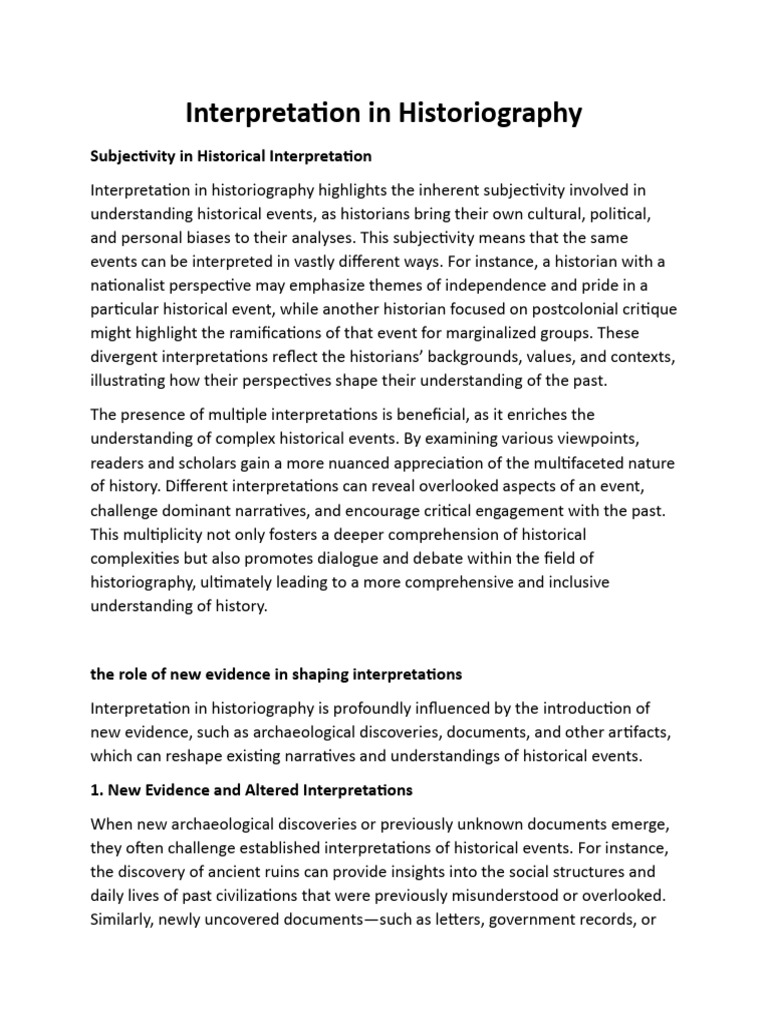 Interpretation in Historiography | PDF