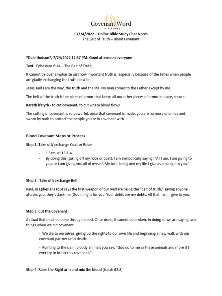 Blood Covenant Steps or Process | PDF