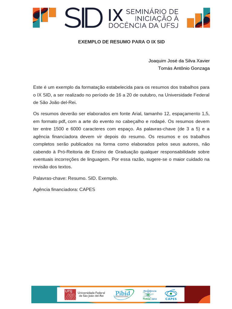 IX SID Modelo Resumo | PDF