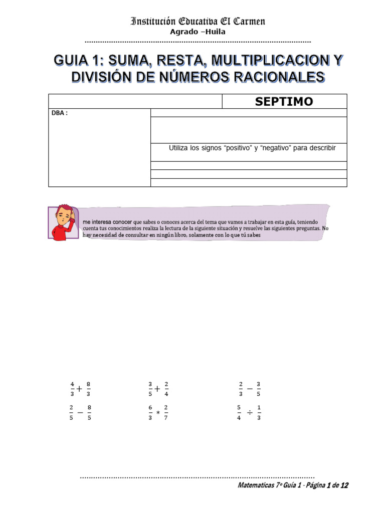 GUIA No 1 SEPTIMO Matematicas | PDF