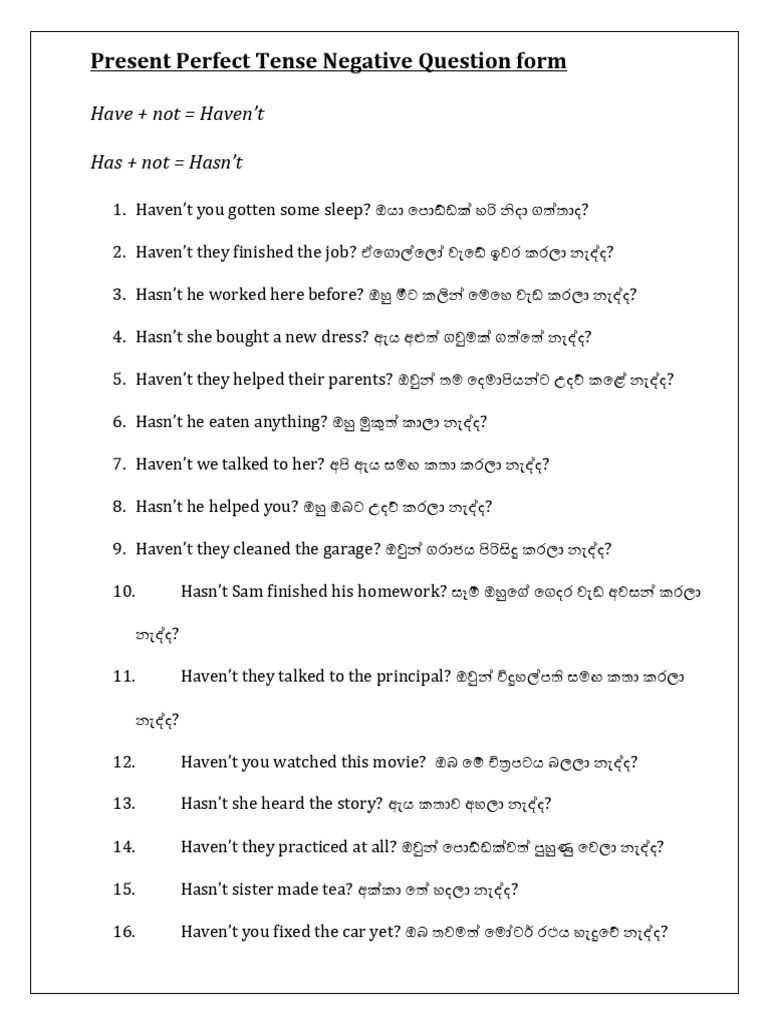 Negative Question | PDF