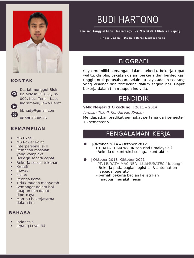 CV - Budi Hartono 2 (PDF - Io) | PDF
