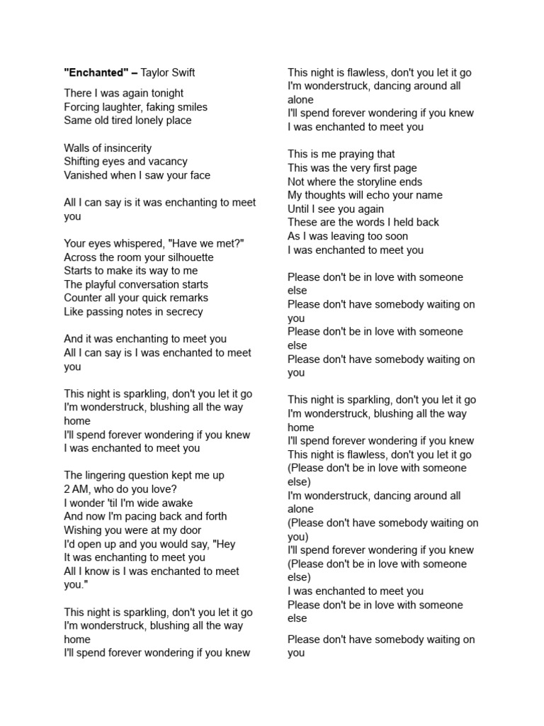 Enchanted 4 Copies | PDF | Taylor Swift