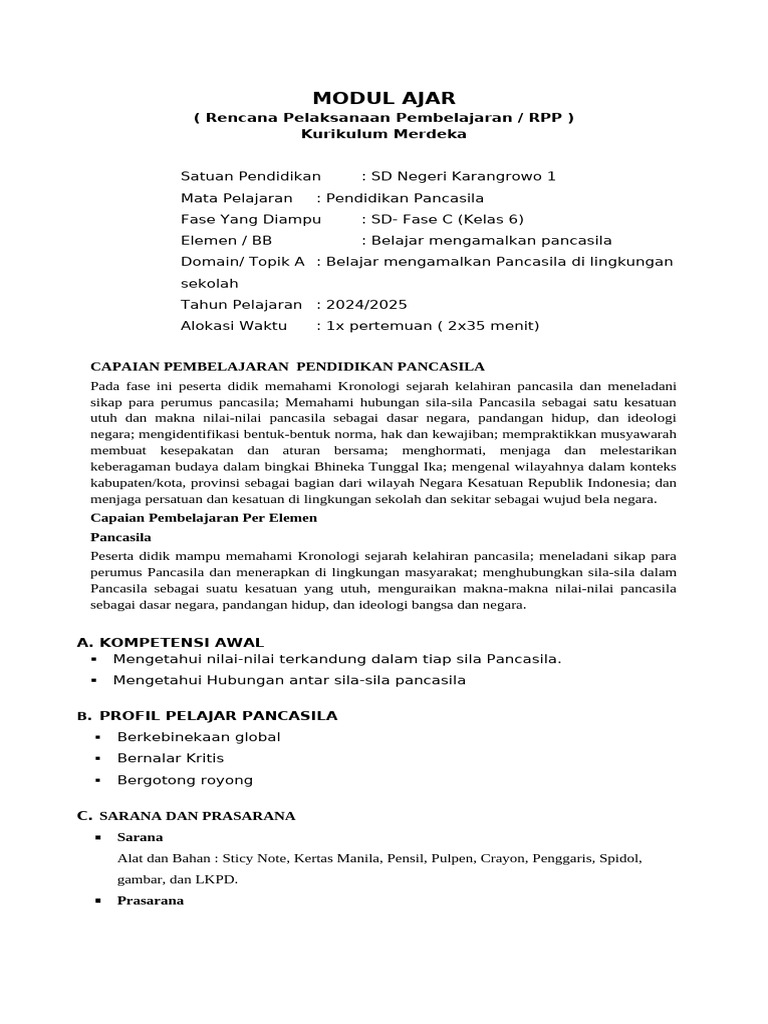 Modul Ajar Periode Juli - Des 24 | PDF