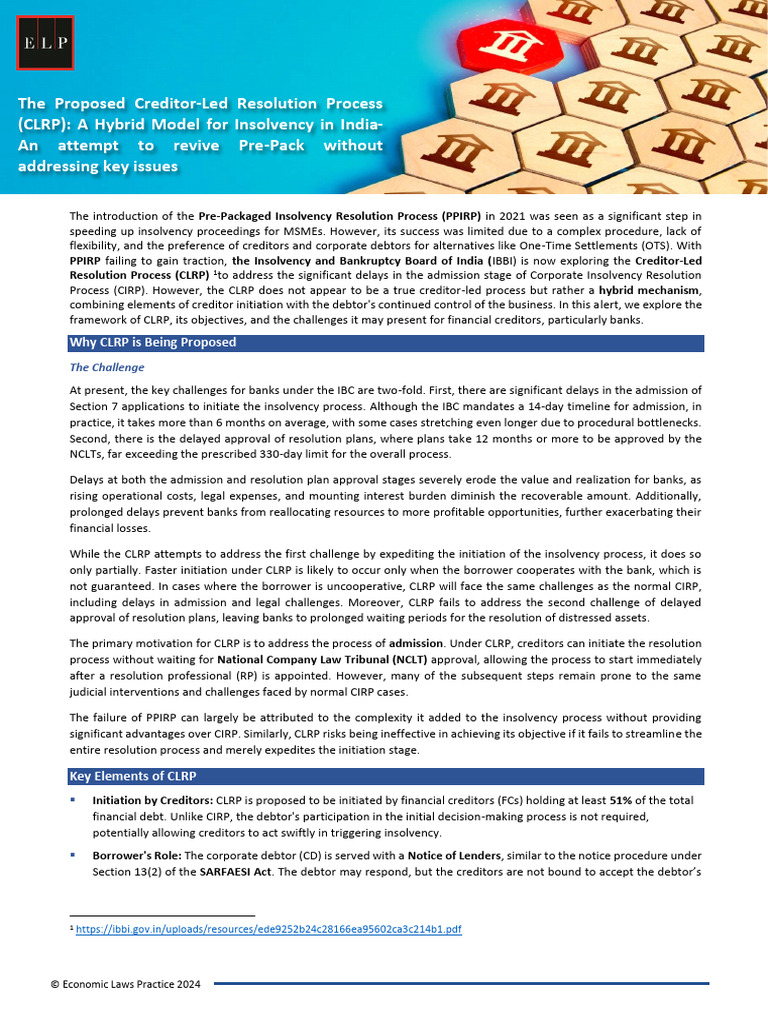 The Proposed Creditor Led Resolution Process CLRP A Hybrid Model For ...