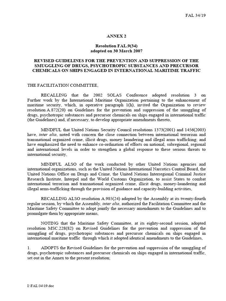 FAL 34-19 Annex 2 Resolution FAL.9 | PDF