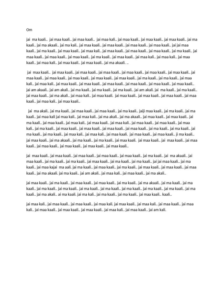 Jai Maa Kaali.. | PDF