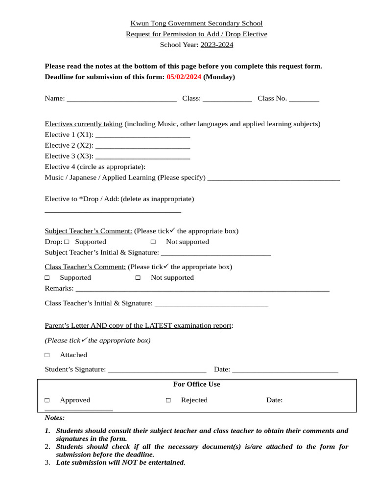 Subject_Add_Drop_request_form_23-24_T2 | PDF