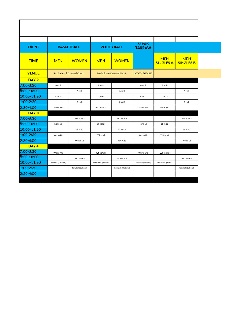 Kisig 2023 Schedule of Games | PDF
