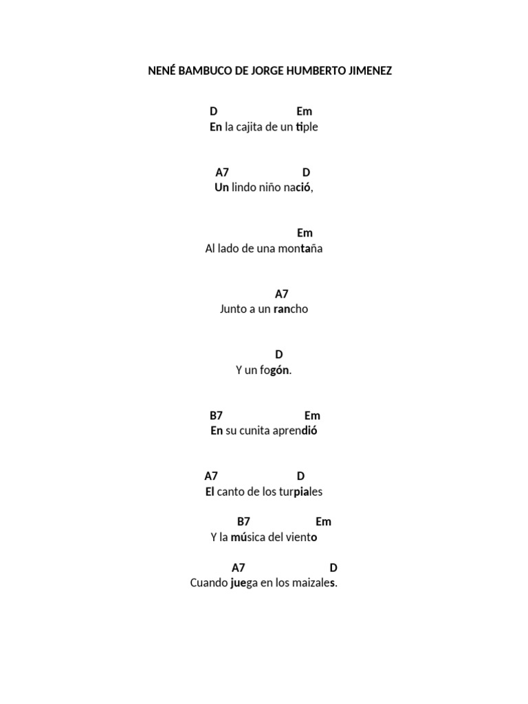 Nené Bambuco de Jorge Humberto Jimenez | PDF