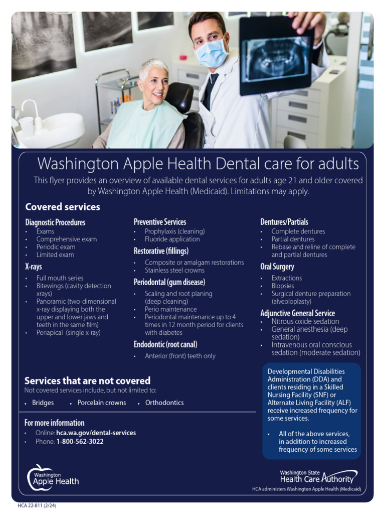 Washington Apple Health Dental Care For Adults: Covered Services | PDF