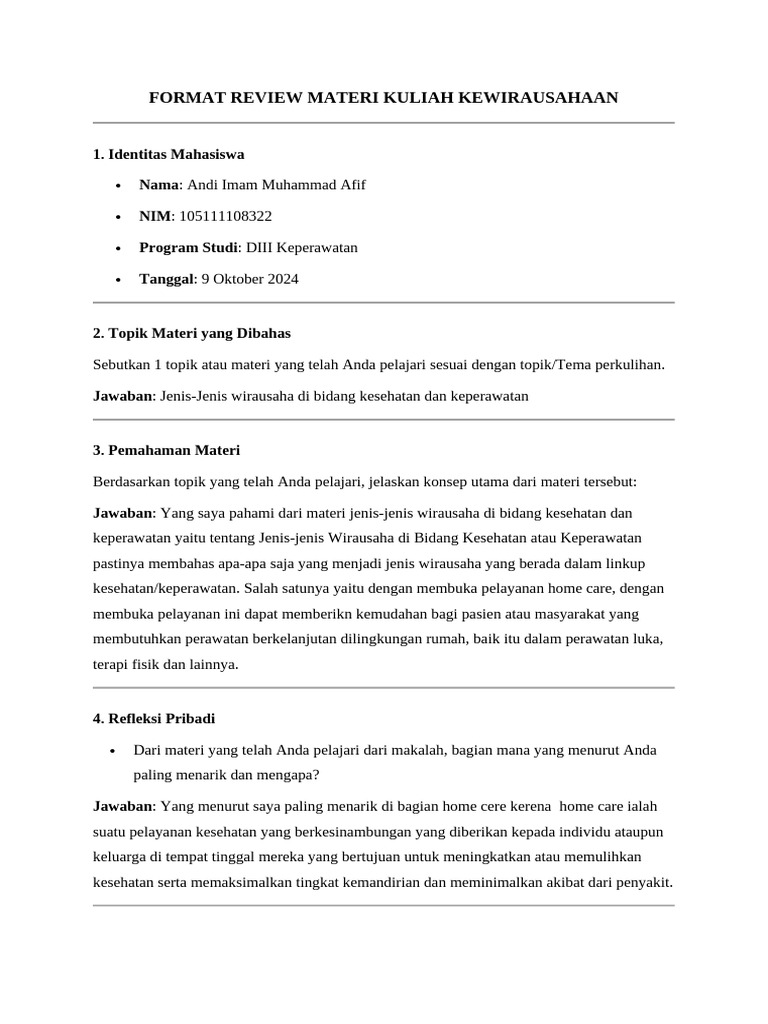 RMK - Andi Imam Muhammad Afif | PDF | Career & Growth