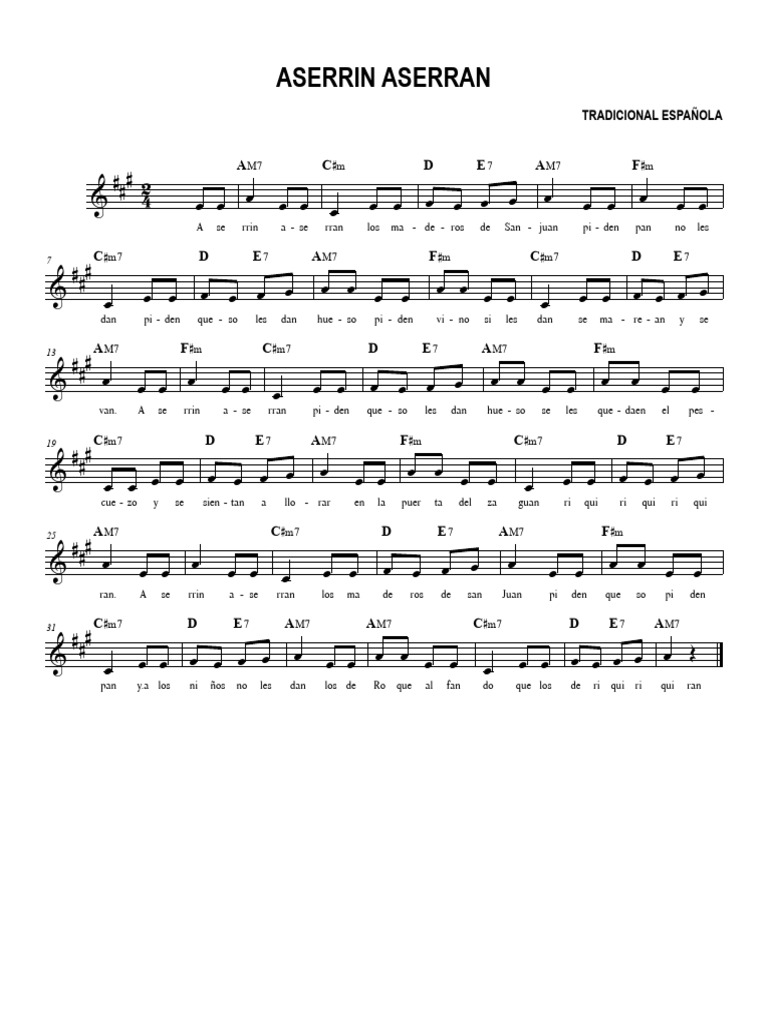 Aserrín Aserrán - Tradicional Española | PDF