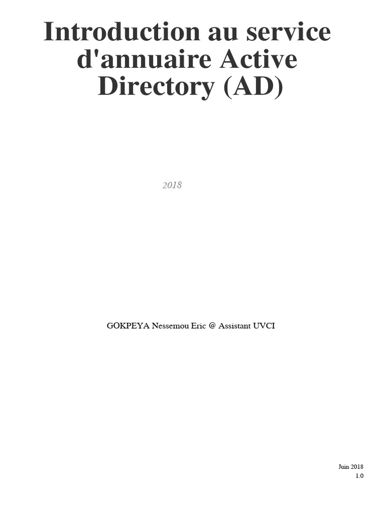 Leçon 3 - Introduction au service d'annuaire Active Directory (AD) | PDF Leçon 3 - Introduction au service d'annuaire Active Directory (AD) | PDF