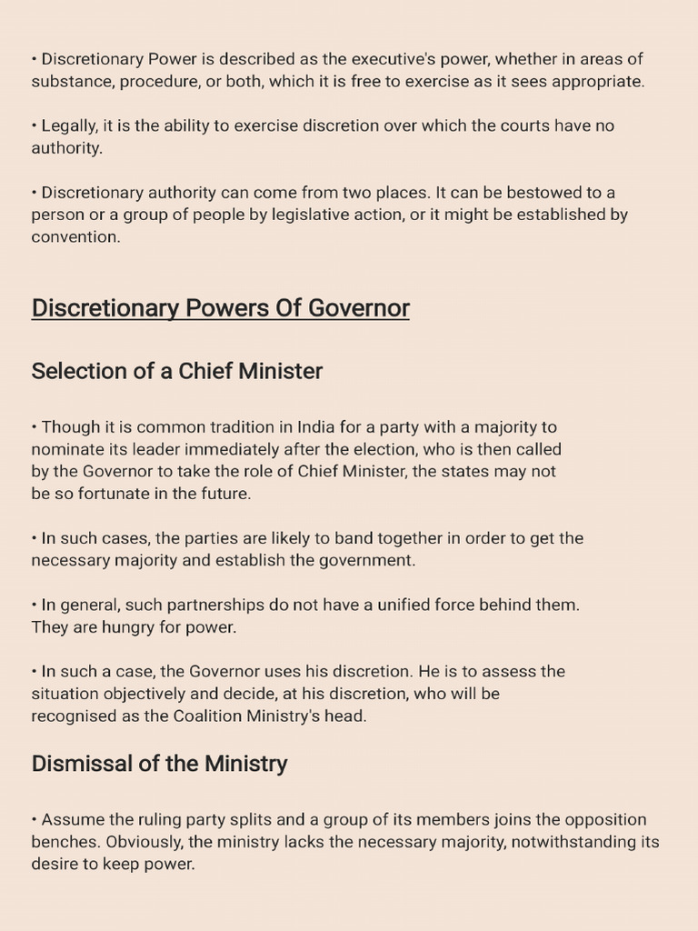 Discretionary Powers of Governor | PDF