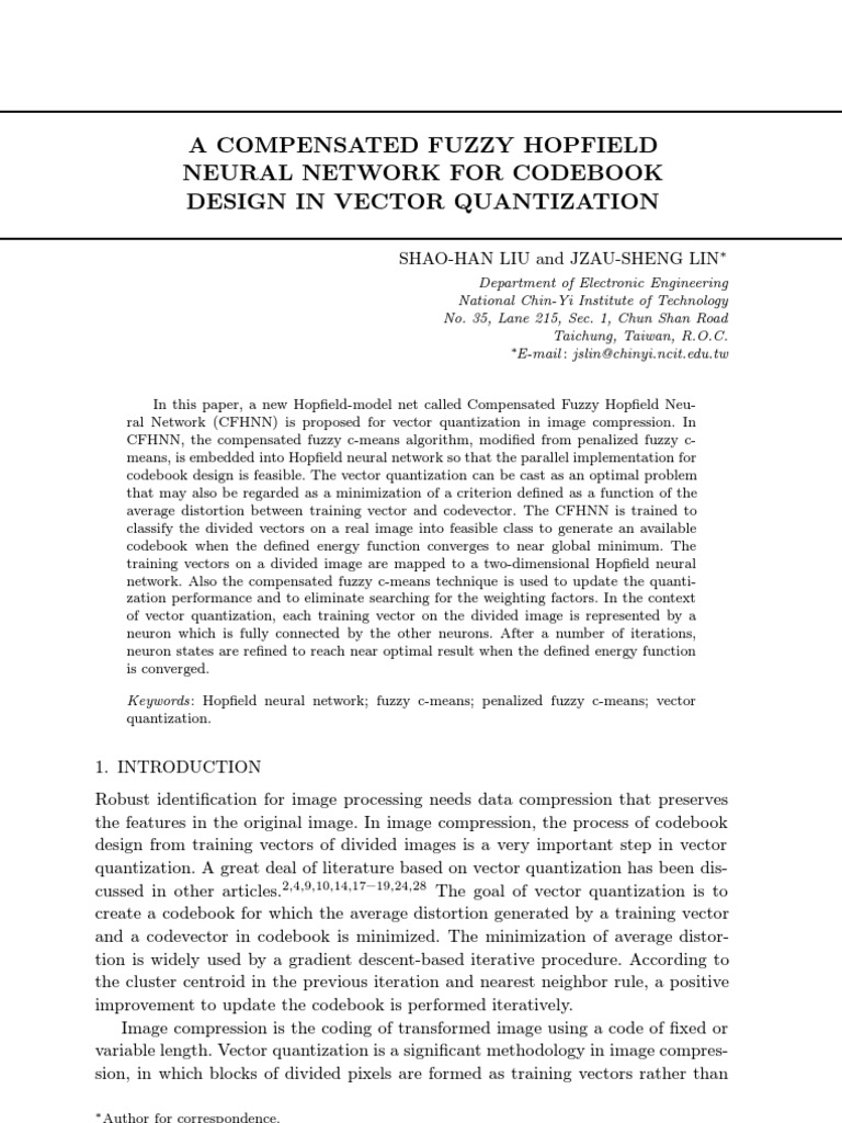 Shao-Han Liu and Jzau-Sheng Lin - A Compensated Fuzzy Hopfield Neural Network For Codebook ...