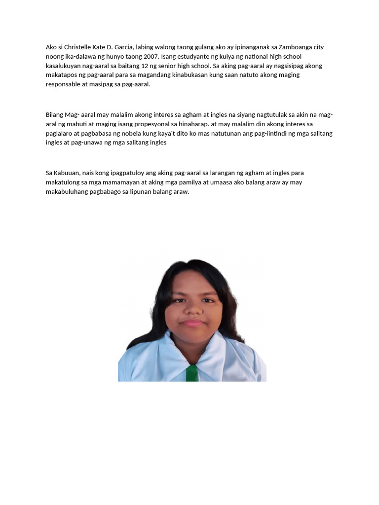 Kate Filipino Bionote | PDF