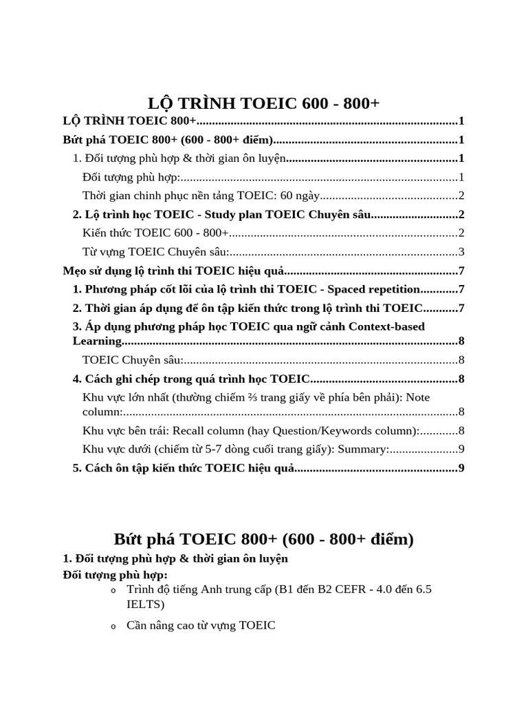 LỘ TRÌNH TOEIC 600_800 | PDF