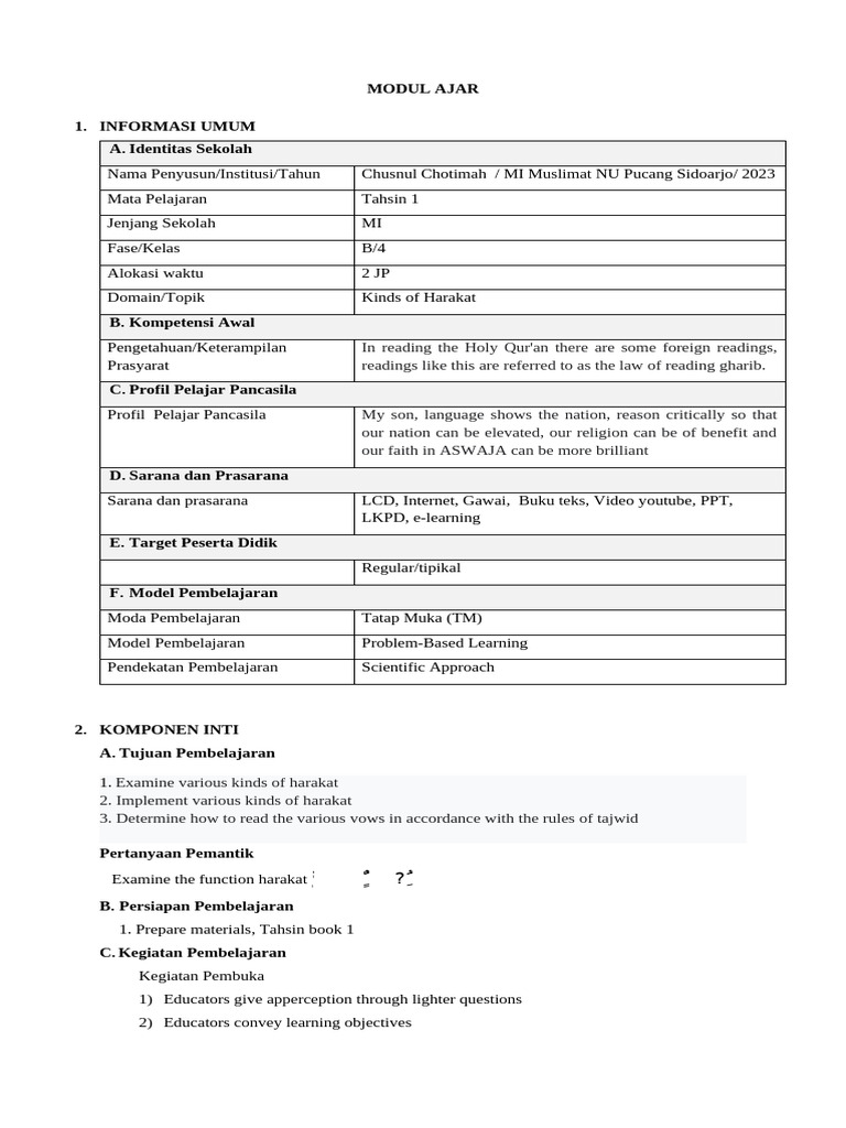 Modul Ajar Tahsin Hal 52 | PDF