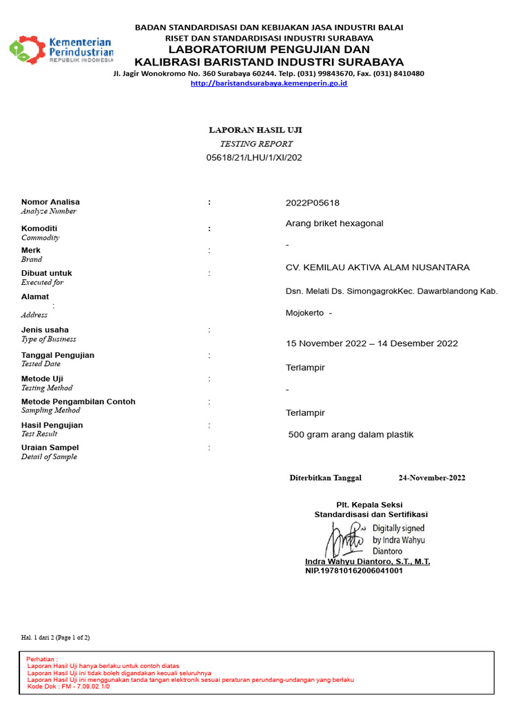 hasil uji lab hexa | PDF