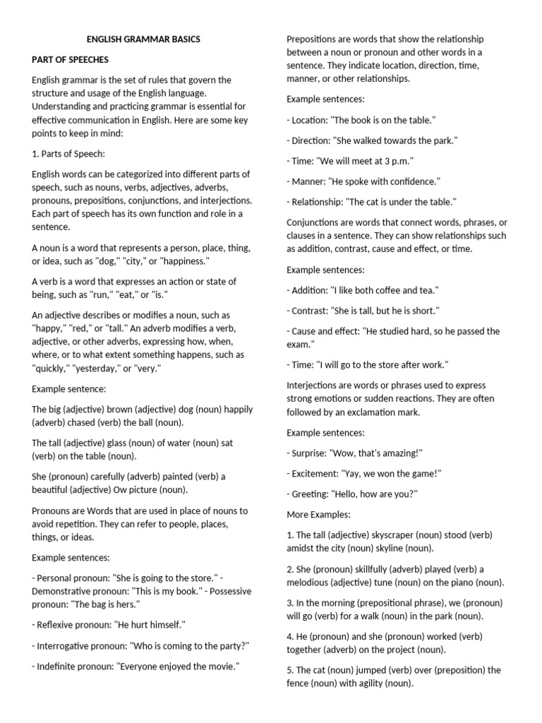 ENGLISH GRAMMAR BASICS 101 | PDF