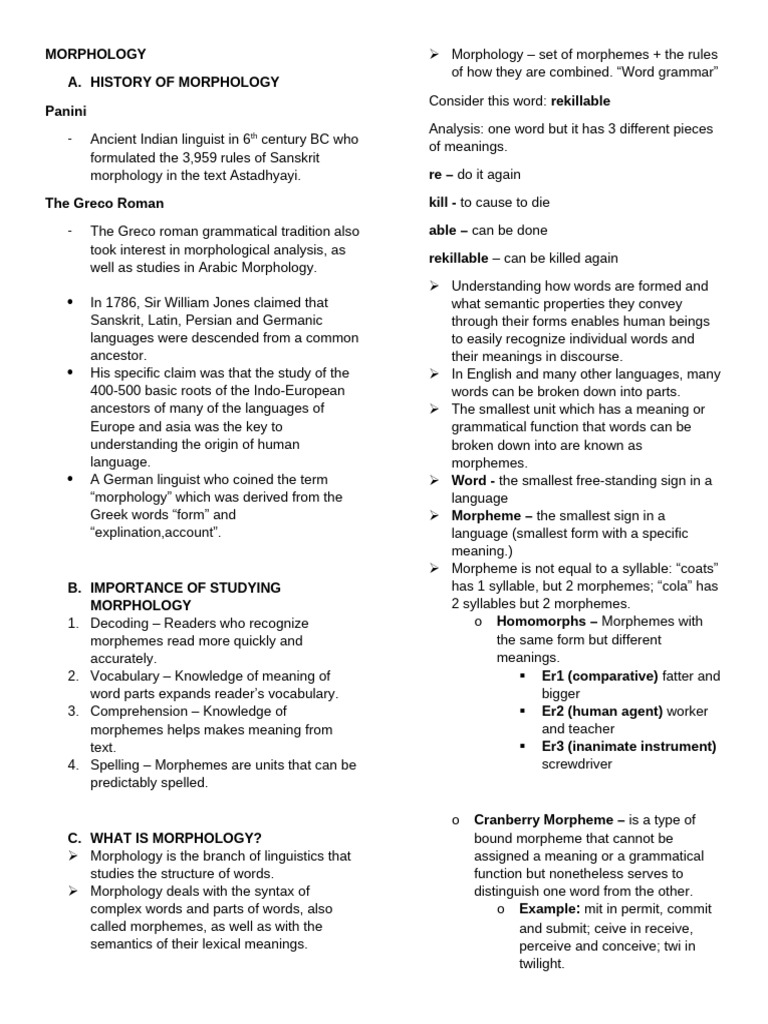 Morphology English 1 Pdf