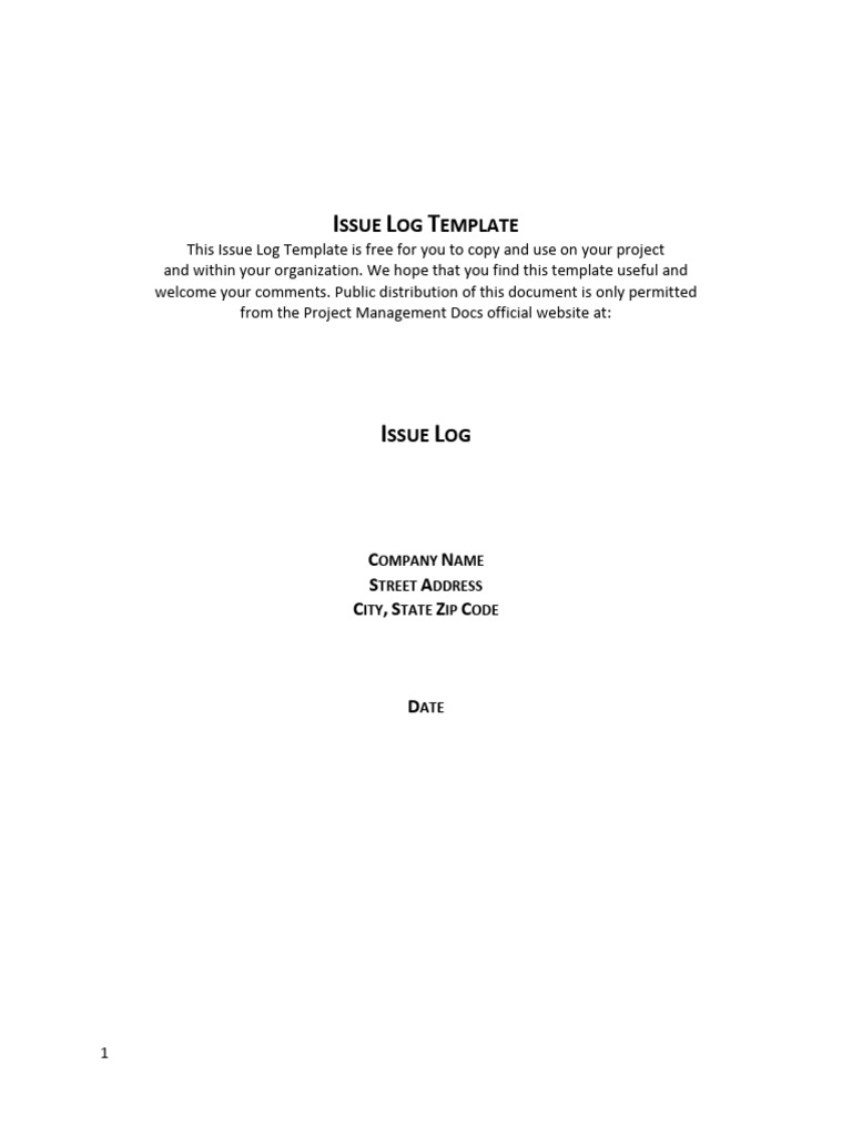 Issue Log Template | PDF
